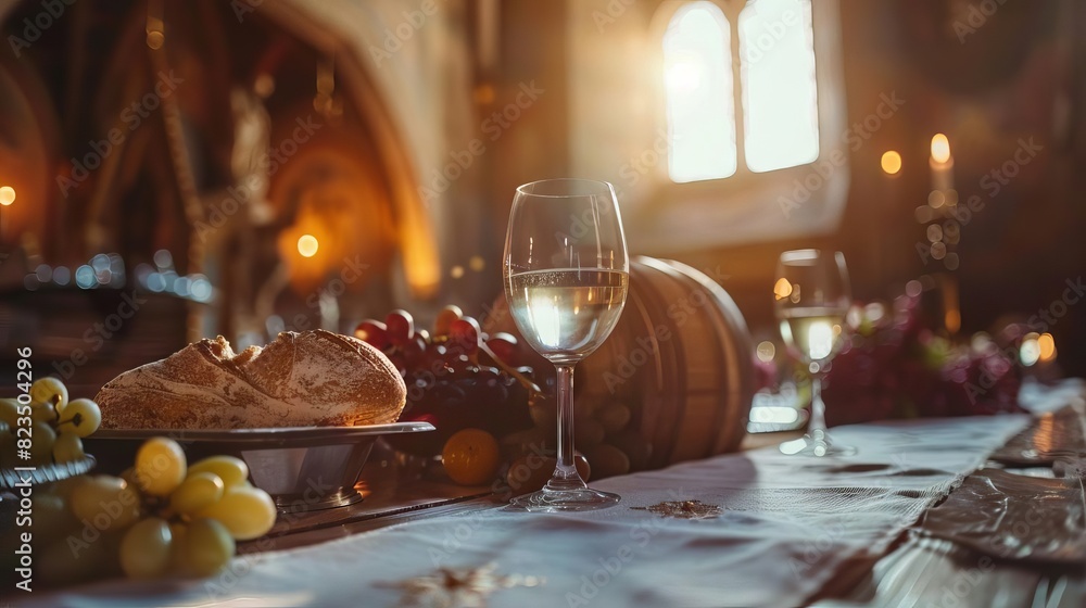 the eucharist sacrament holy communion the lords supper with wine and ...