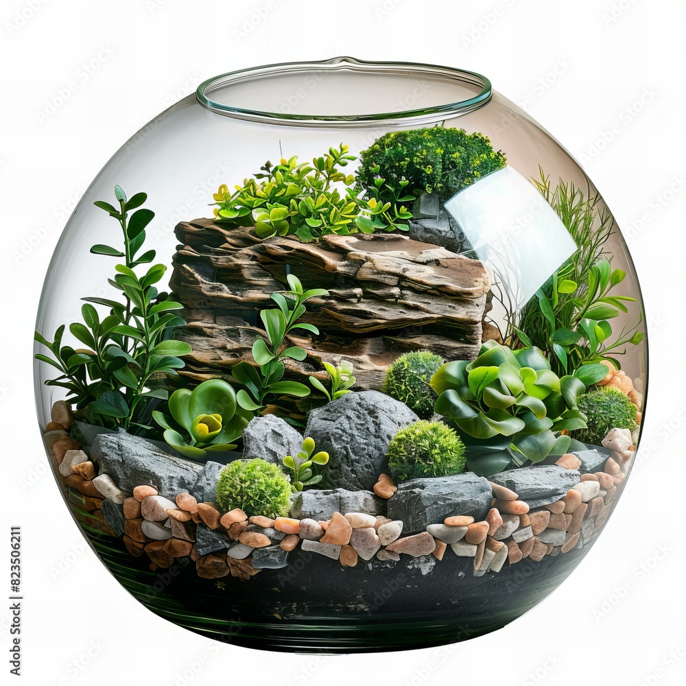 Depicting a terrarium , isolated on white background , high quality ...