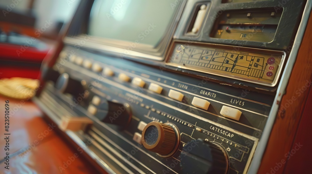 vintage television set with dials and buttons retro electronics closeup ...