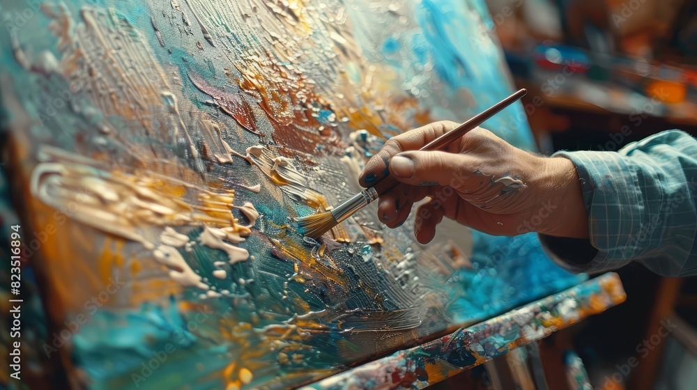 Depict a person engaging in art therapy, expressing emotions through ...