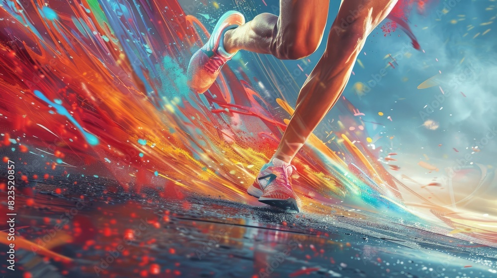 Colorful marathon winner finish background, sport and activity ...