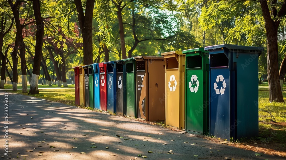 Photo plastic garbage containers for sorting, separate garbage and ...