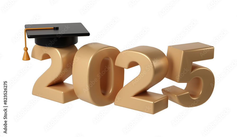 Class of 2025 3d icon. Congratulation graduates design template with ...