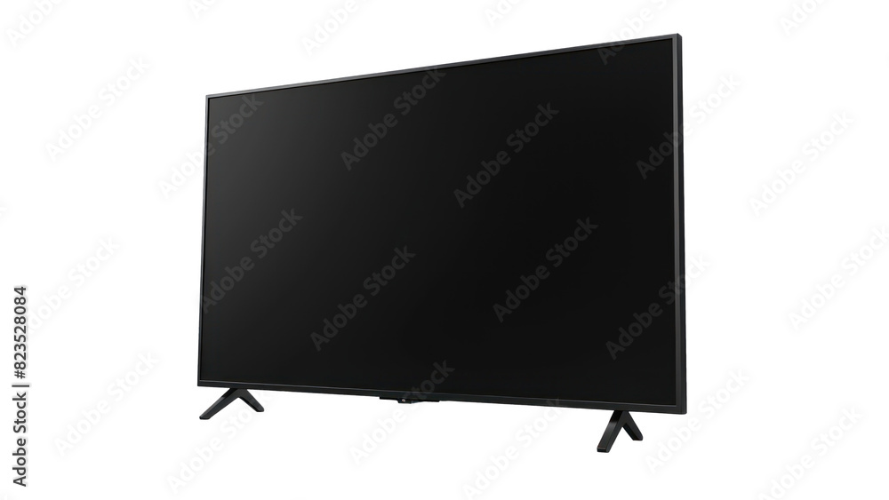 Side view large modern black TV, PNG file of isolated cutout object on ...