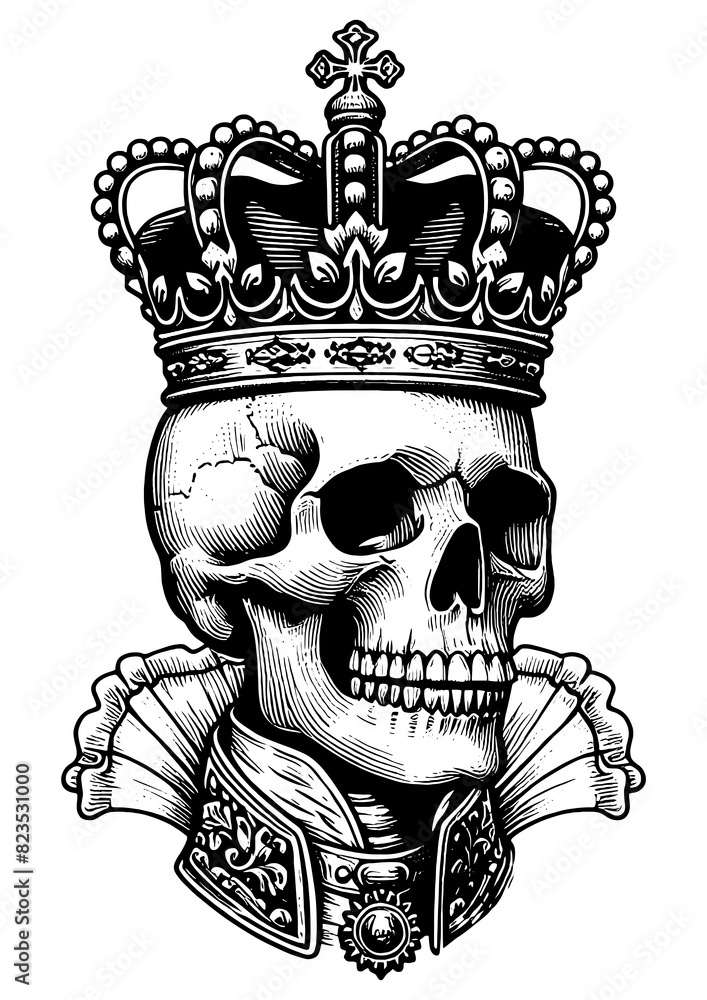 skull crowned with royal crown regal diadem, concepts of power ...