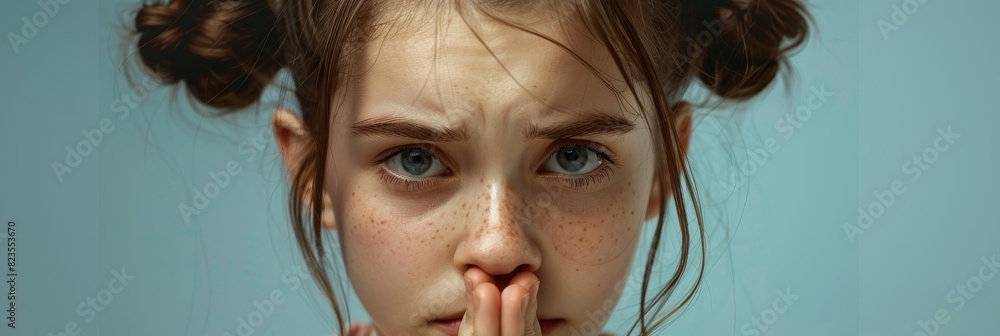 Girl 20s portrait, cute upset look begging, praying gesture, capricious ...