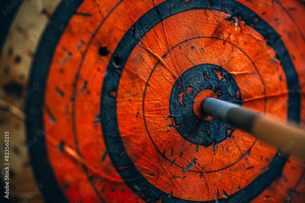 Shooting range close up olympic accuracy symbol with paper targets ...