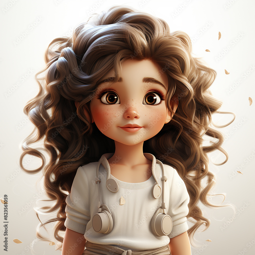 3D model of animated girl in cartoon style illustration using ...