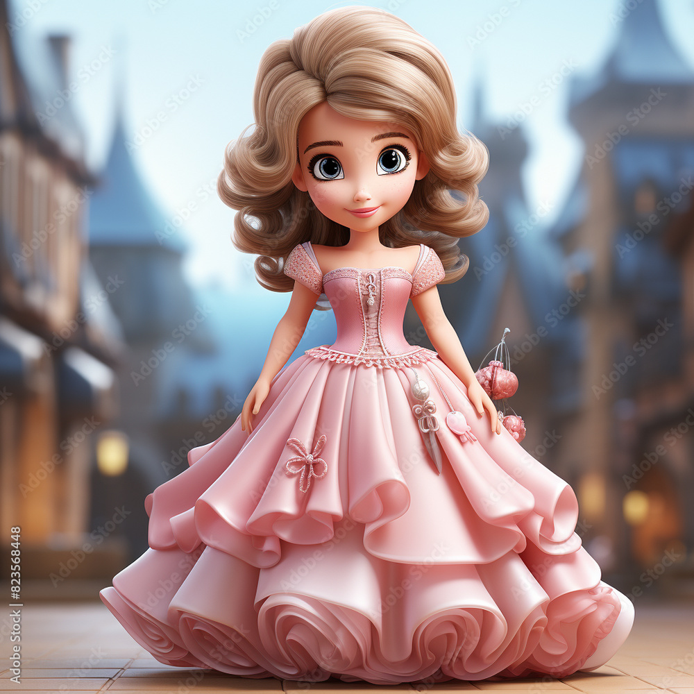 3D model of animated girl in cartoon style illustration using ...