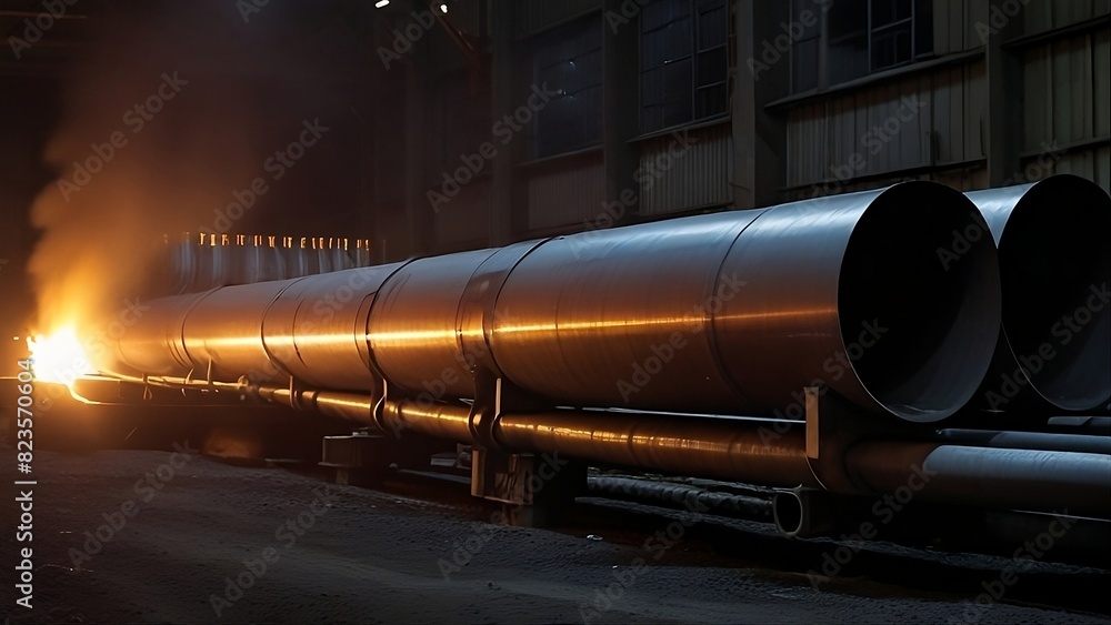 Illustration of steel pipe manufacturing process. Within the steel ...
