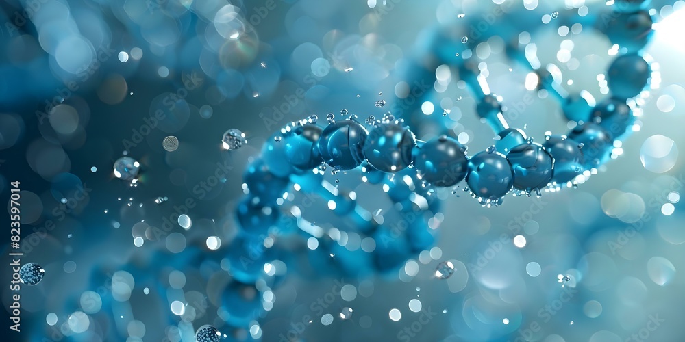 Molecular Structure in Blue with DNA Model and Water Droplet on Serum ...