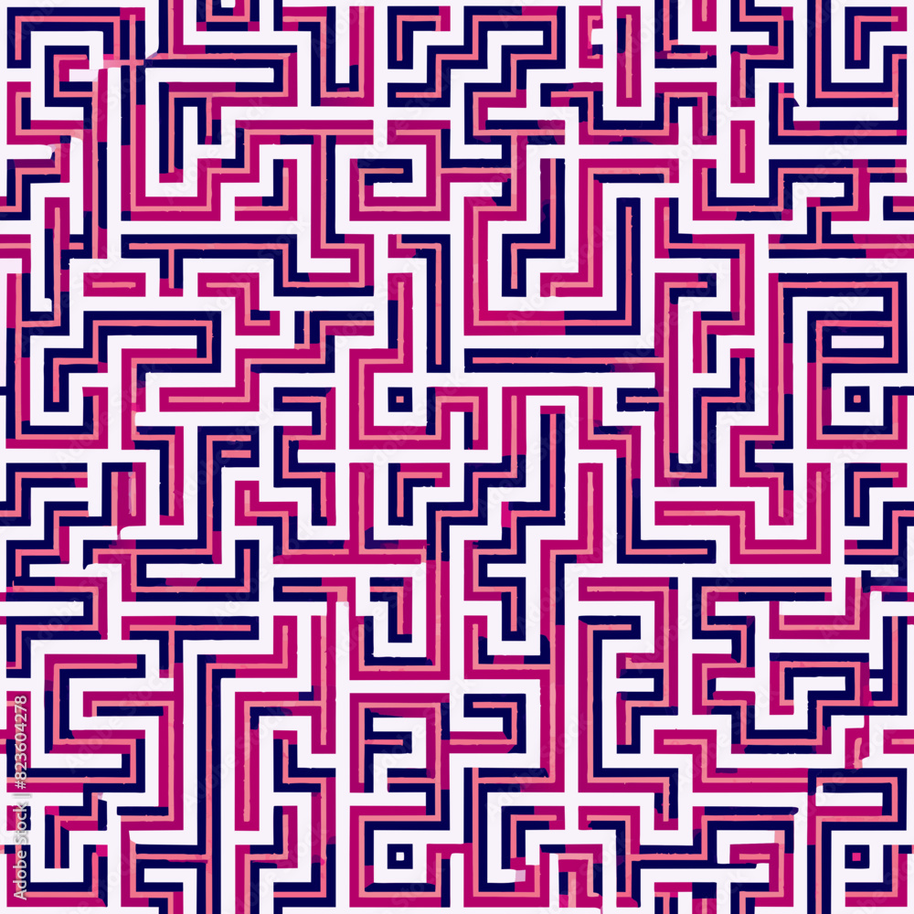 Seamless pattern of maze patterns with overlapping layers and ...