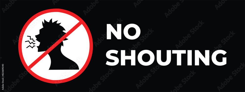 No shouting sign banner illustration isolated on horizontal black ...