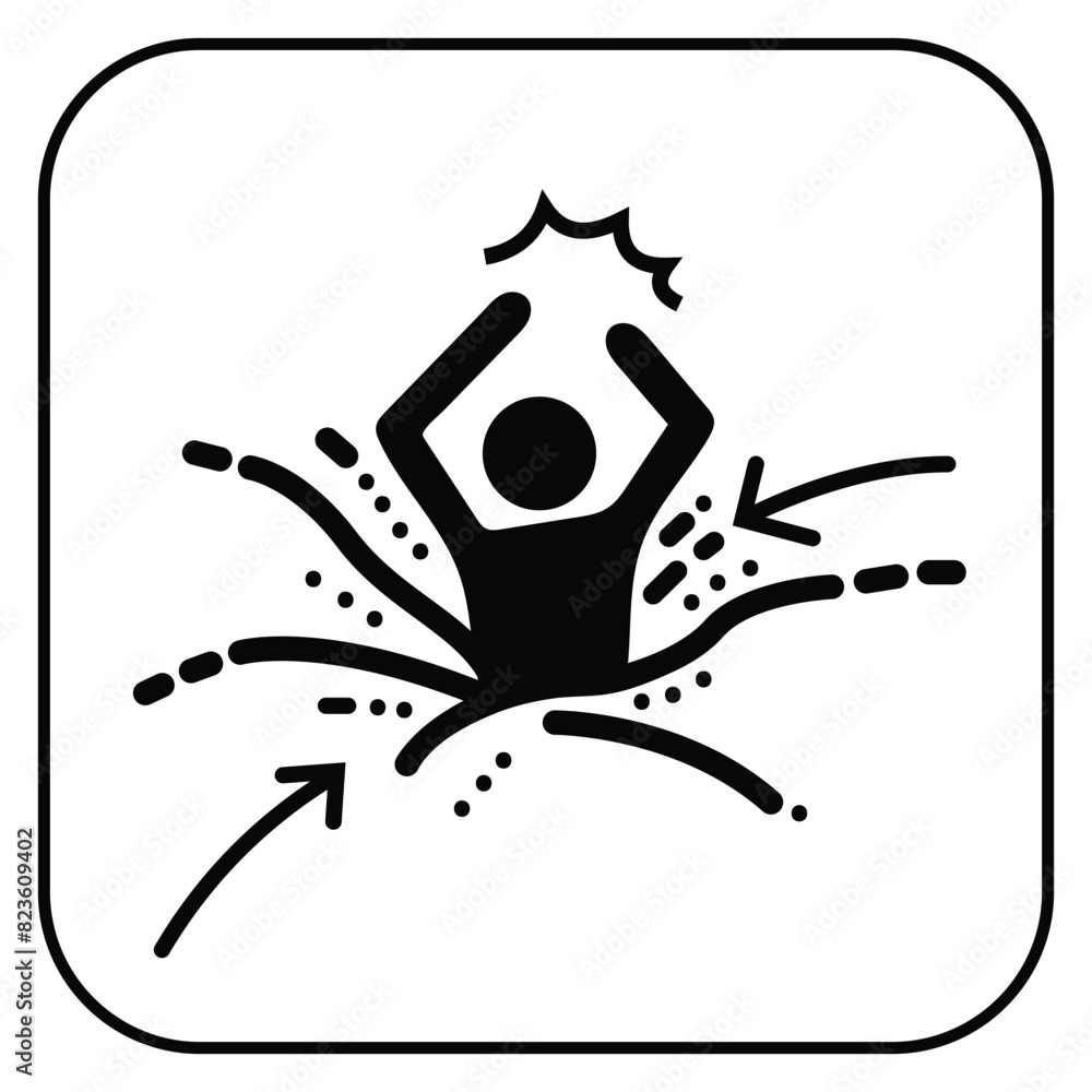 Danger quicksand disaster hazard icon sign illustration isolated on ...