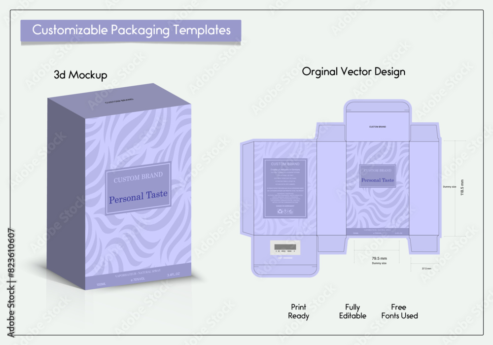 Box Design templates, Box packaging die cut template design. 3d mock-up ...