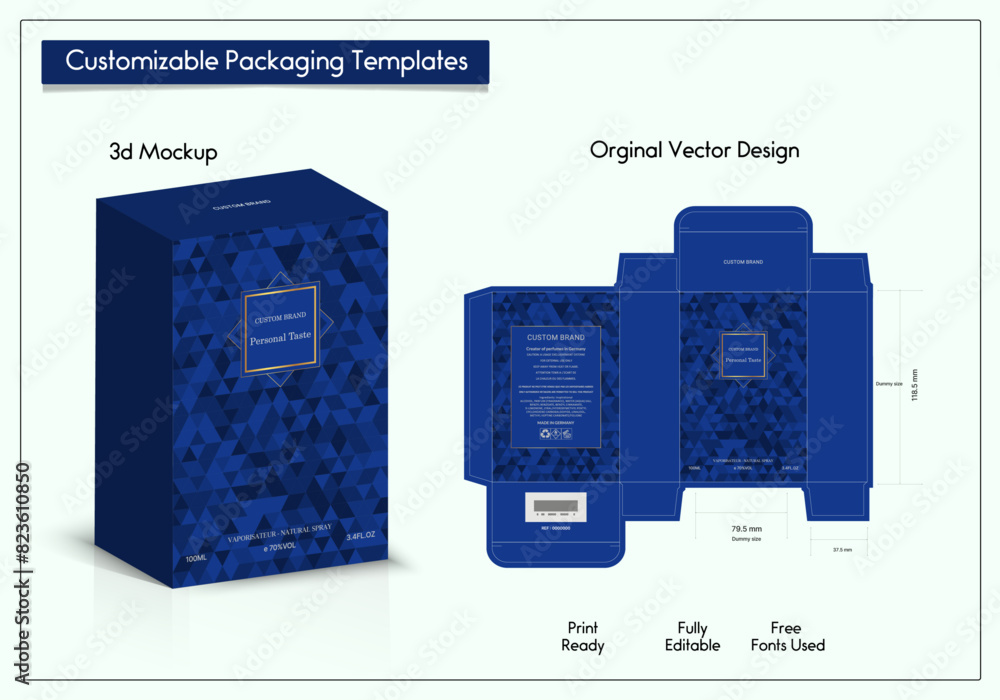 Box Design templates, Box packaging die cut template design. 3d mock-up ...