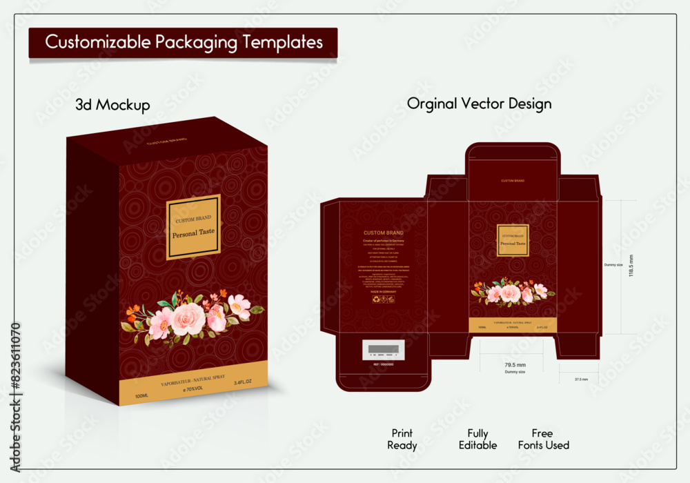 Box Design templates, Box packaging die cut template design. 3d mock-up ...