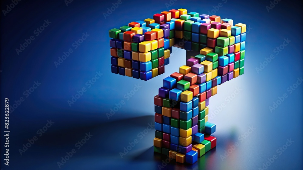 3D render of wide perspective view of ANY QUESTIONS? concept with ...