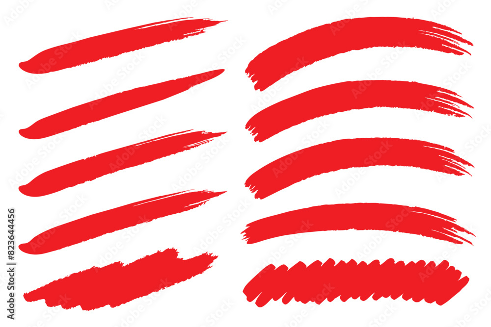 Crayon brush stroke red underline. Chalk pen highlight stroke. Vector ...