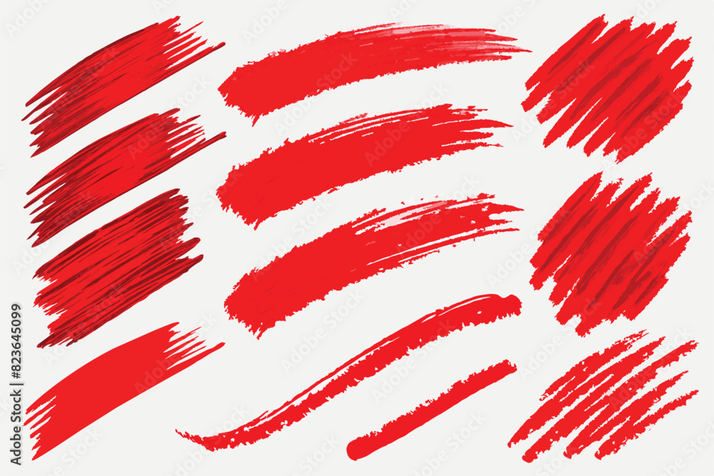 Crayon brush stroke red underline. Chalk pen highlight stroke. Vector ...