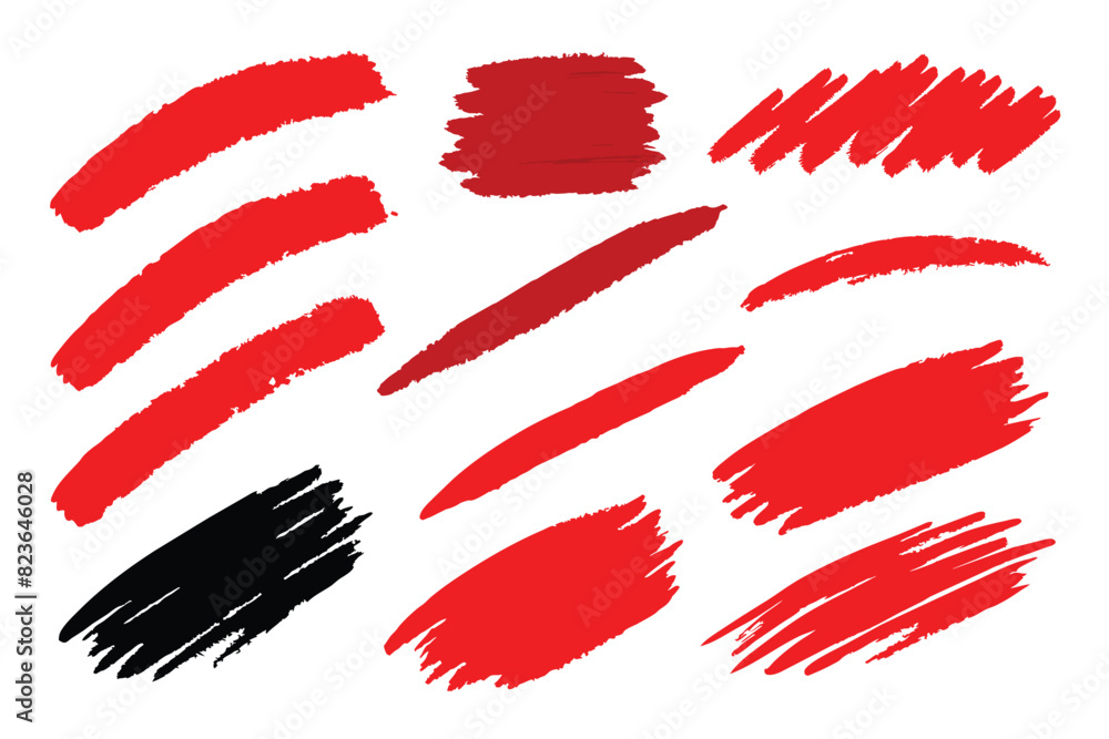 Crayon brush stroke red underline. Chalk pen highlight stroke. Vector ...
