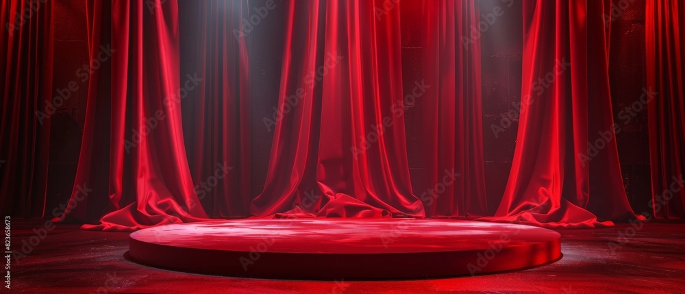 Red stage with red curtain for award ceremony,Ban Jiang Dian Li De Hong ...