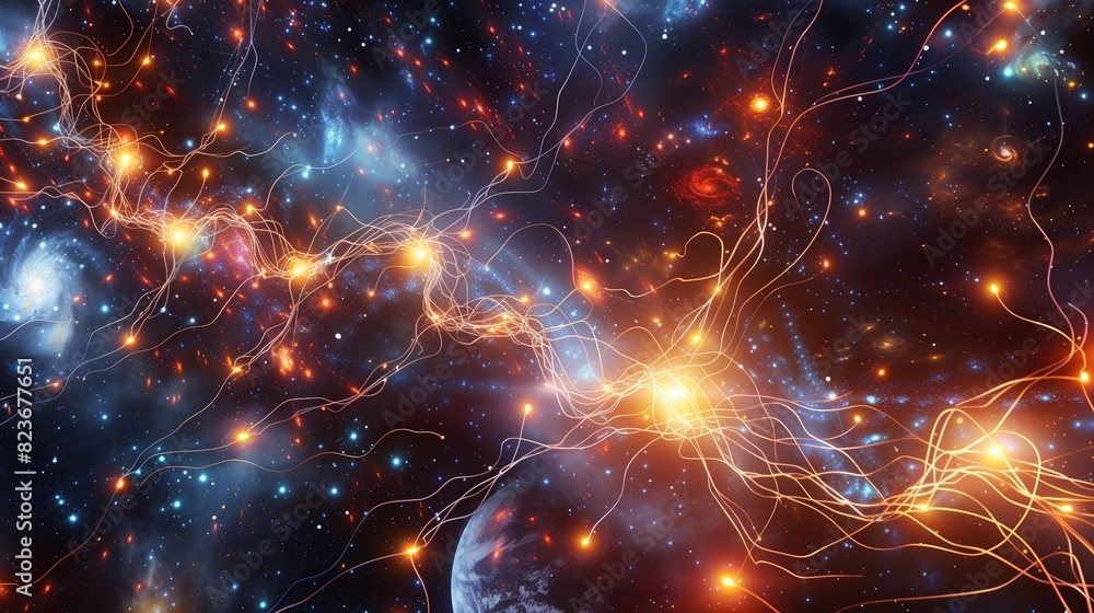 An abstract representation of a neural network, with glowing synapses ... An abstract representation of a neural network, with glowing synapses ...