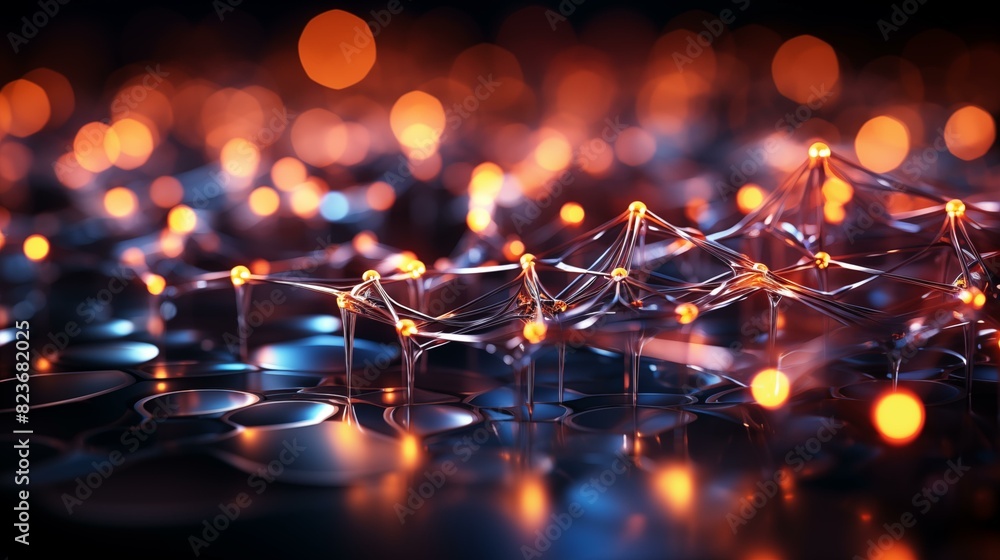 Abstract technology background of a quantum computing system with a cyber network grid and ...