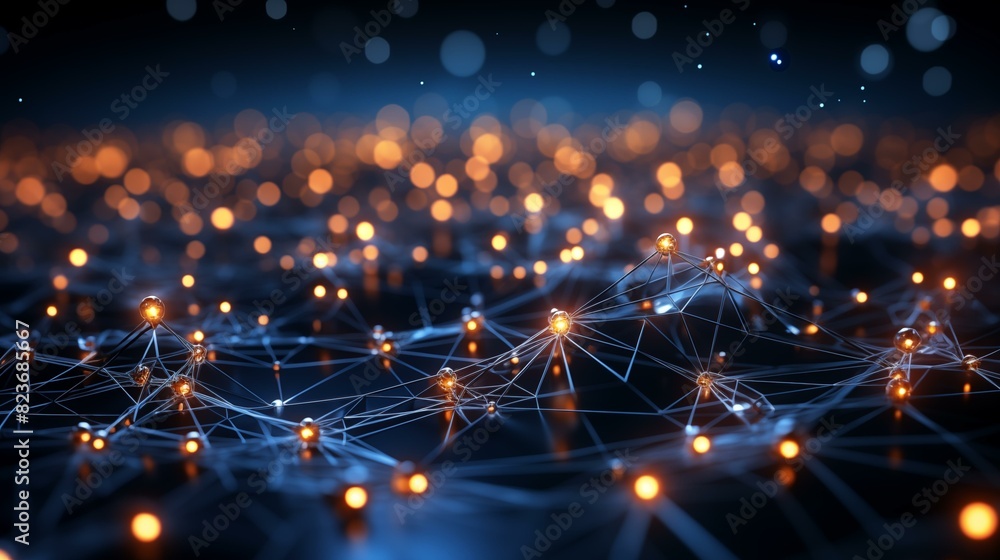 Abstract technology background of a quantum computing system with a cyber network grid and ...