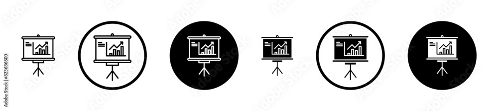 Presentation icon set. business seminar board vector symbol. classroom ...