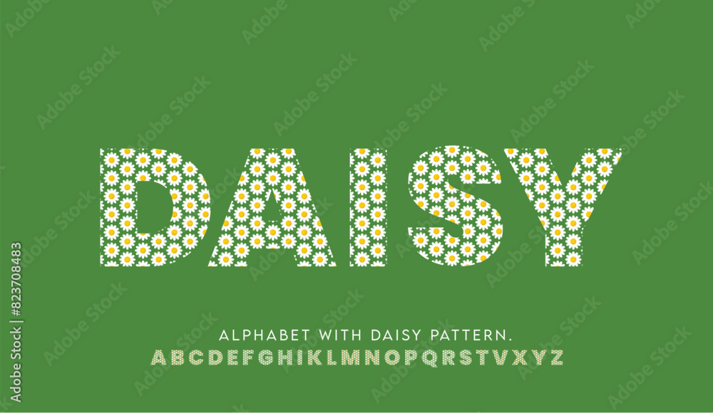 Alphabet family with daisy pattern. set of letters. vector set of daisy ...