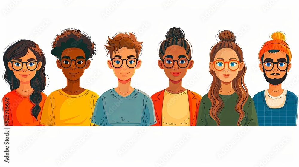 People avatars set. Young men and women with thinking face expressions ...