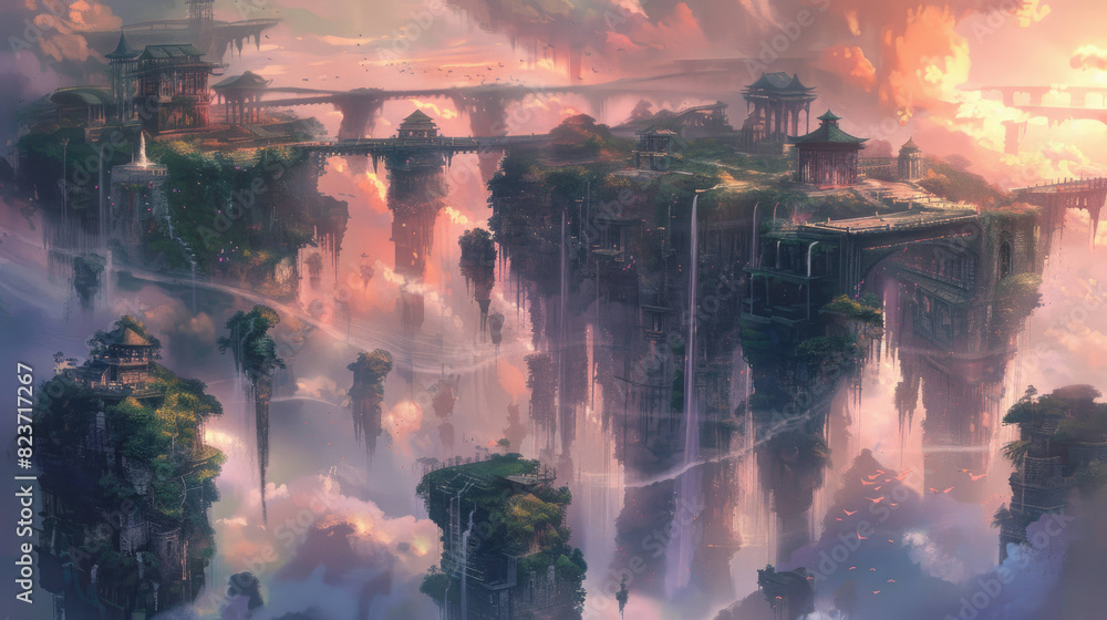 Mystical, Floating Islands, Several floating islands of varying sizes ...