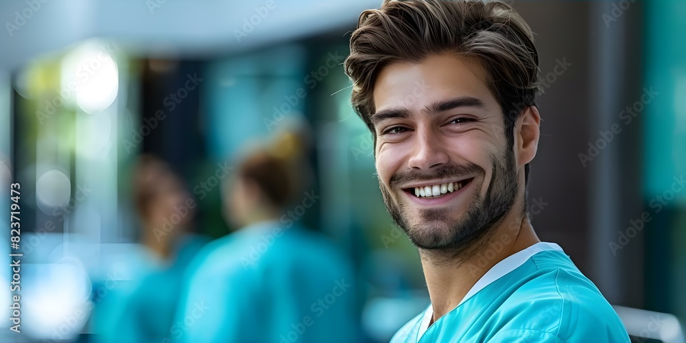 Happy male medical team smiling in hospital. Concept Medical ...