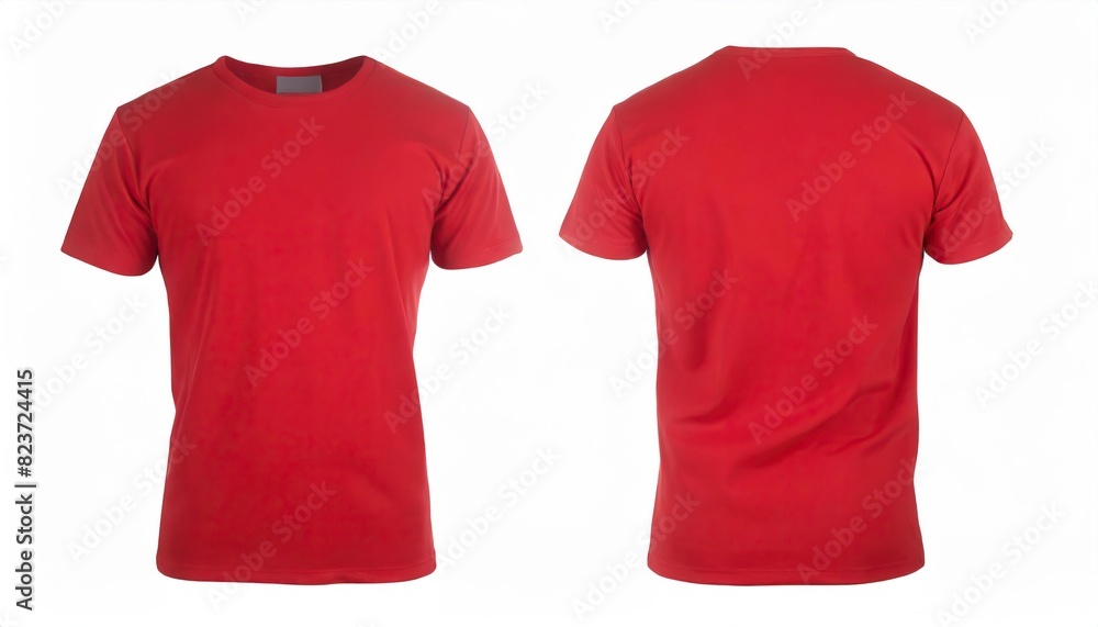Red t shirt front and back view, isolated on white background. Ready ...