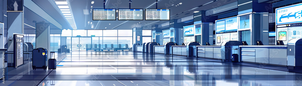 Airport Terminal Floor: Featuring check-in counters, security ...