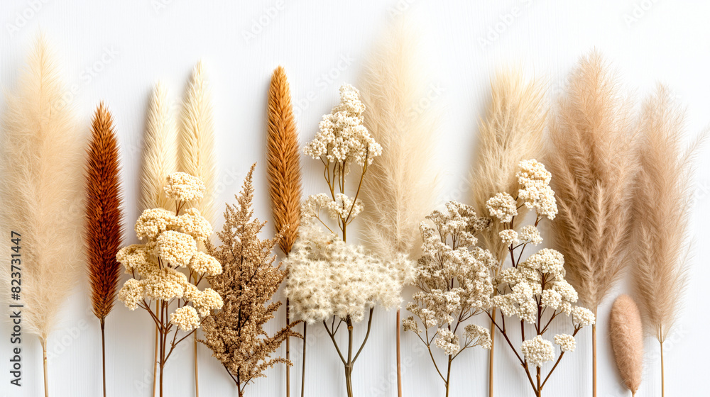 Beautiful arrangement of pampas grass and dried flowers in various ...
