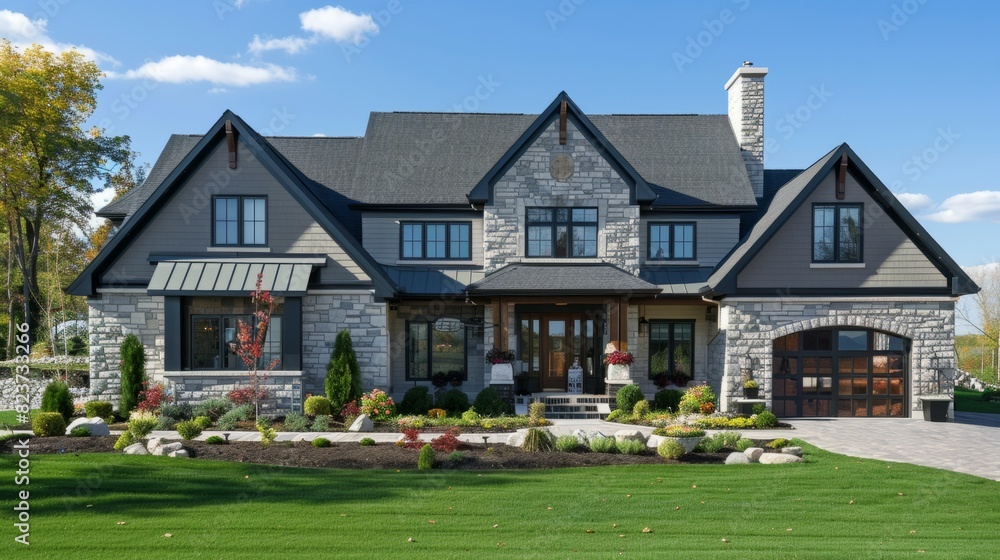 Suburban house with an eclectic design, combining elements of different ...