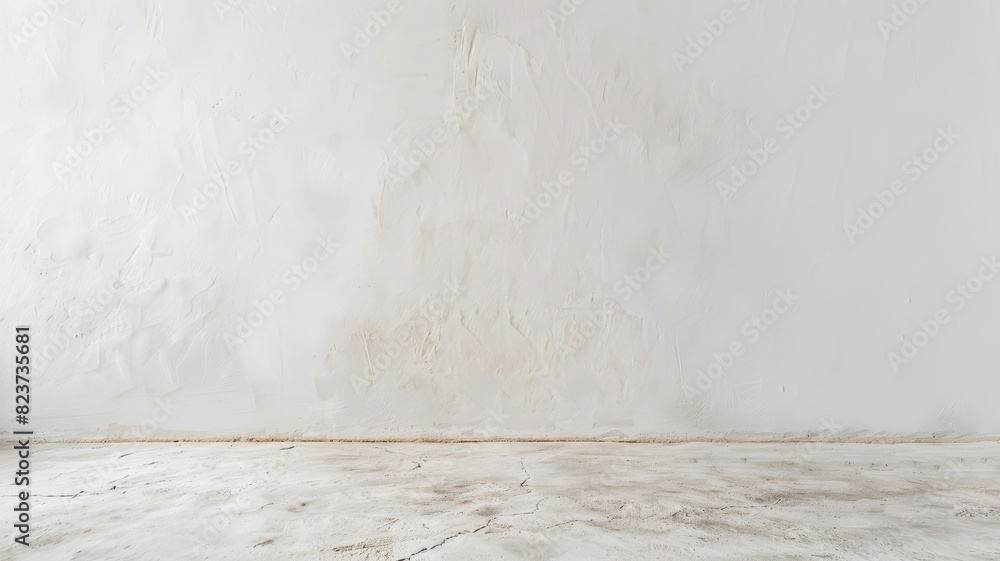 Rustic White Wall with Subtle Texture and a Cracked Concrete Floor ...