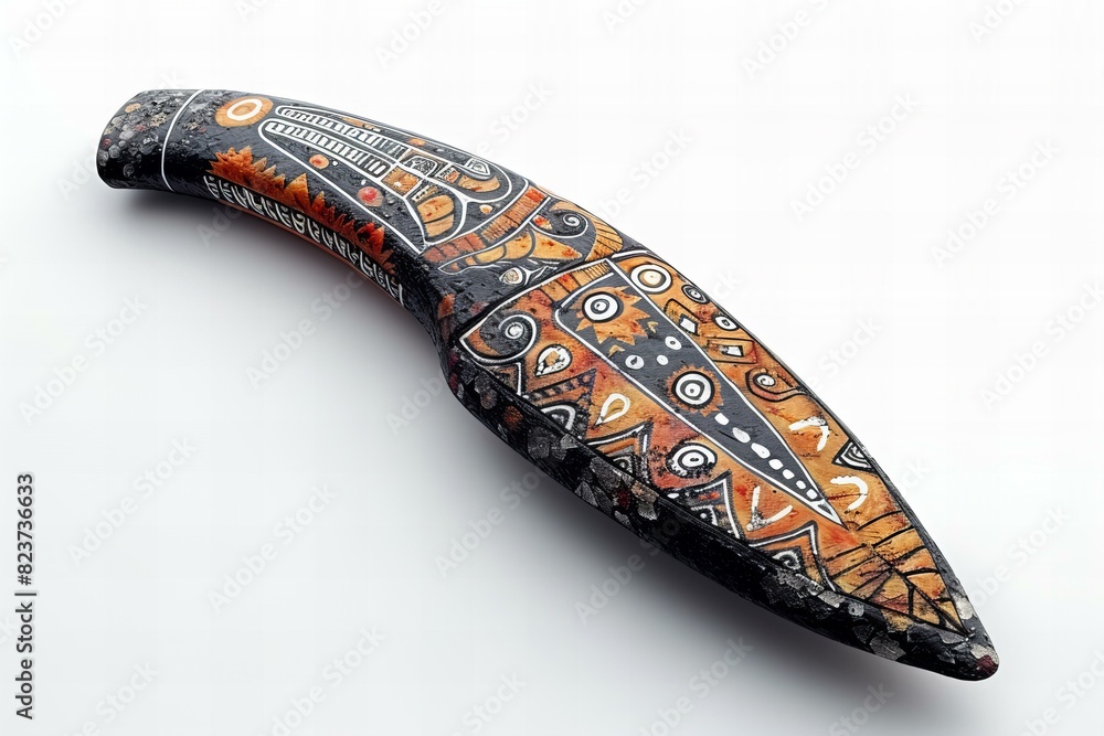 Illustration of a boomerang with an aboriginal australian design ...