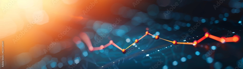 Line graph with company icons shrinking along the trend line, isolated ...