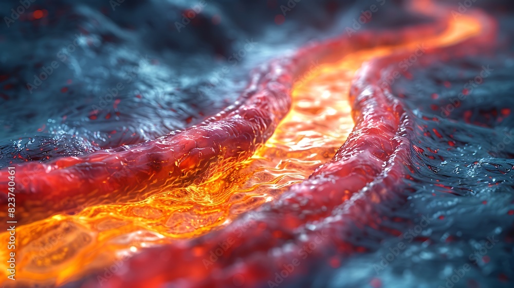 Cardiology illustration of atherosclerosis coronary arteries showing ...