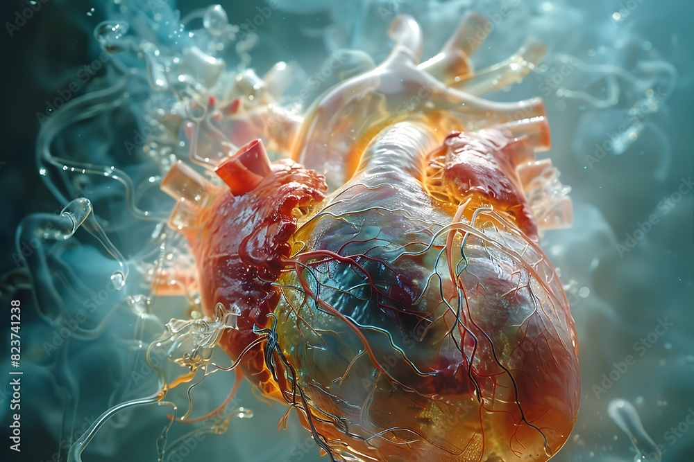 Cardiology image of heart's conduction system including the SA node AV ...