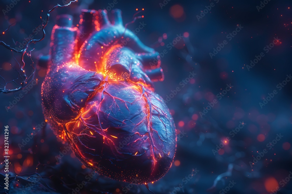 Cardiology image of heart's conduction system including the SA node AV ...