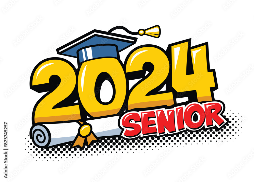 2024 class graduate header. Decorate congratulation for school ...