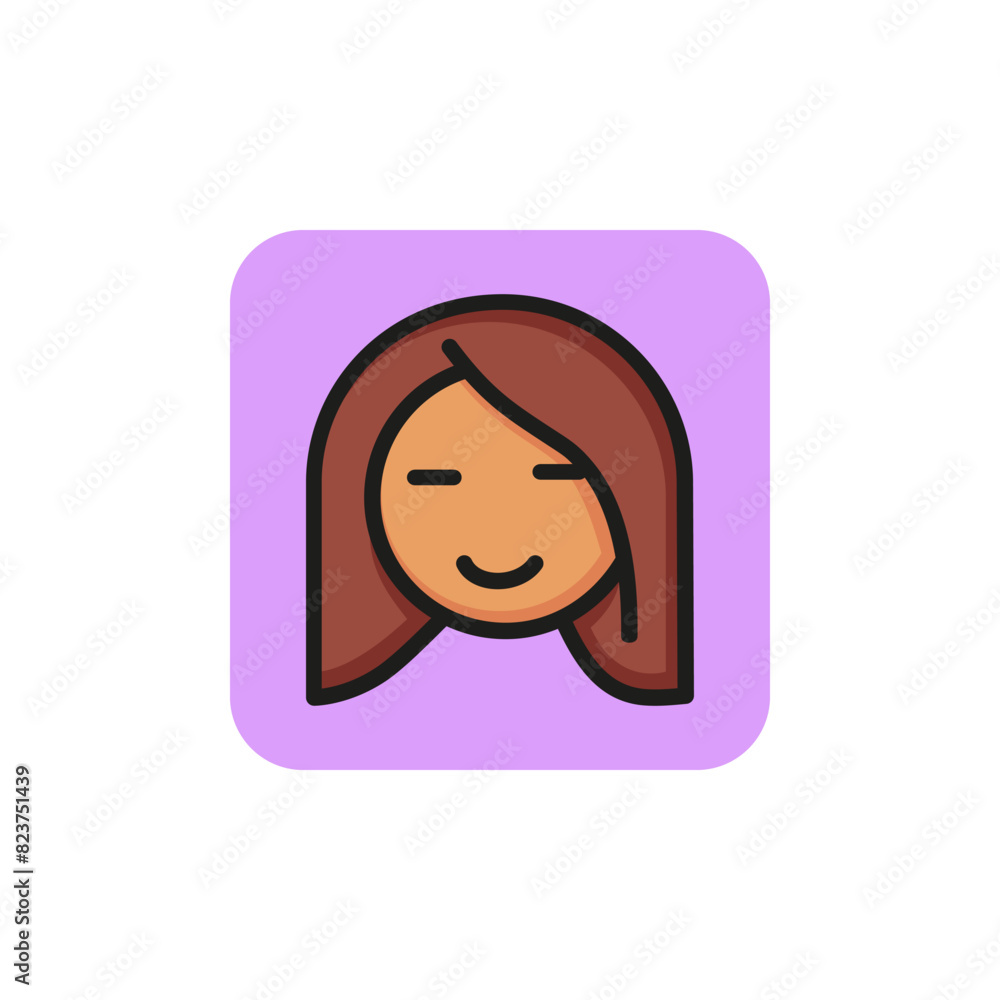 Smiling girl line icon. Smiley, lady, woman. People concept. Can be ... Smiling girl line icon. Smiley, lady, woman. People concept. Can be ...