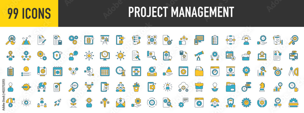 project management icon set. such as Analysis, Success, Organization ...