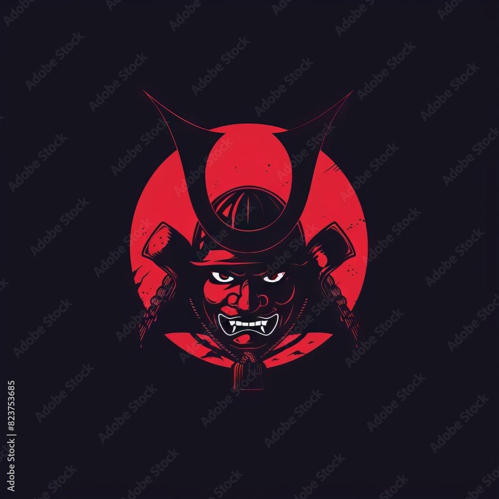 Samurai logo icon, Japanese warrior in helmet, Japan fighter silhouette ...