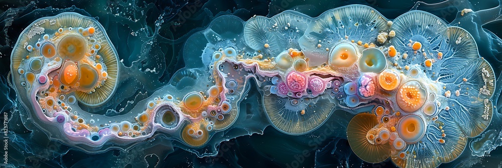 Histology of kidney tissue showing nephrons glomeruli under the ...