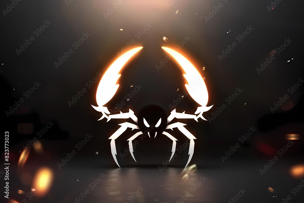 Abstract Spider-Scorpion Hybrid Logo with Sharp Edges and Red, White ...